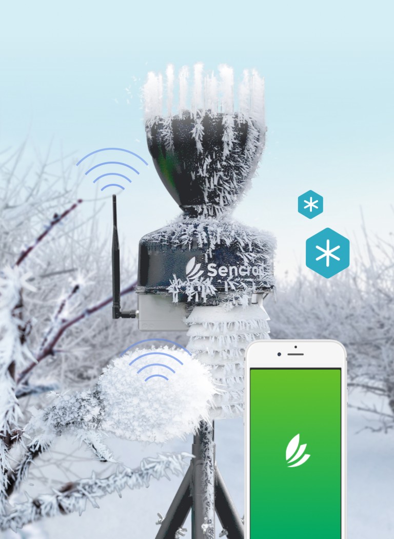 Sensor de heladas primaverales en estaciones meteorológicas Sencrop